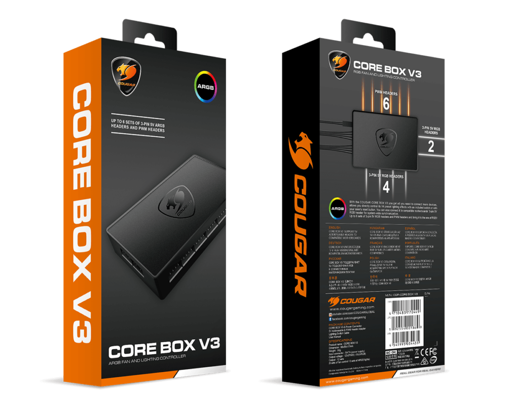 HUB COUGAR CORE BOX V3 – 12V(PWM) / 5V(ARGB) – 6 PORTS (3MCOBXV3.0001 ...